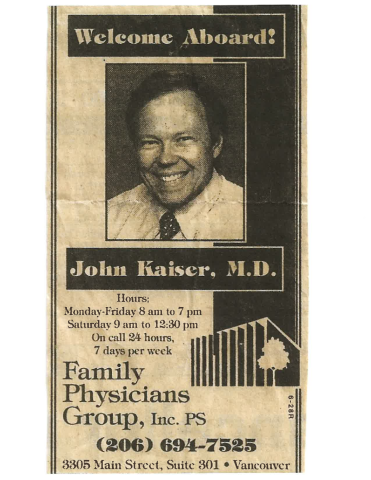 Donate in Honor of Dr. John Kaiser | PeaceHealth