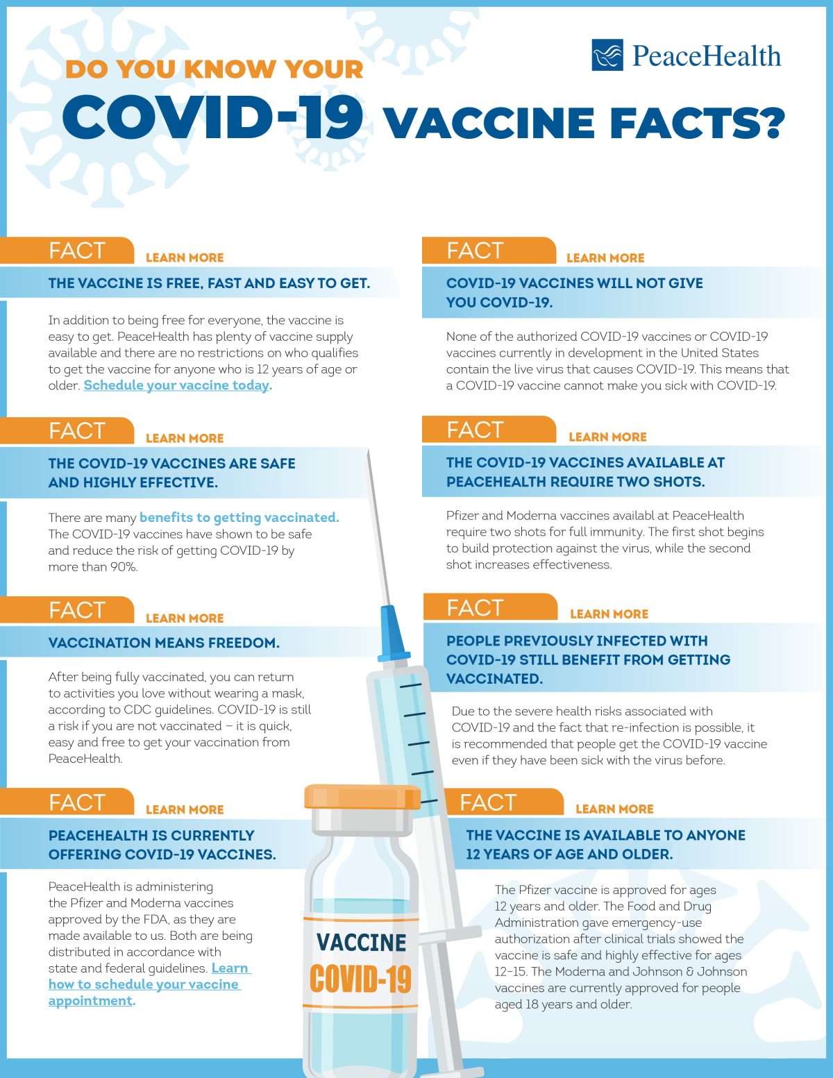 Facts about the COVID-19 Vaccines for adults | PeaceHealth